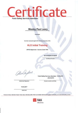HLO Initial training | PDF