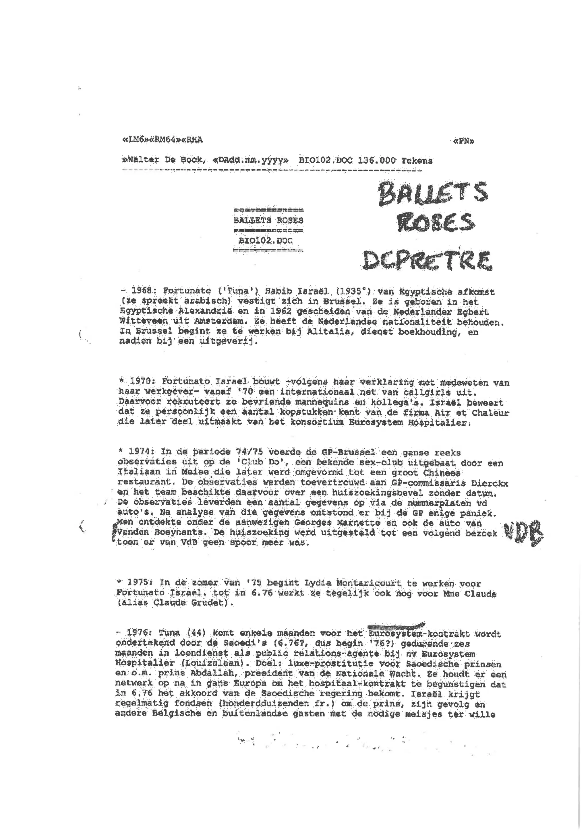 Dossier Walter De Bock over de Roze Balletten | PDF