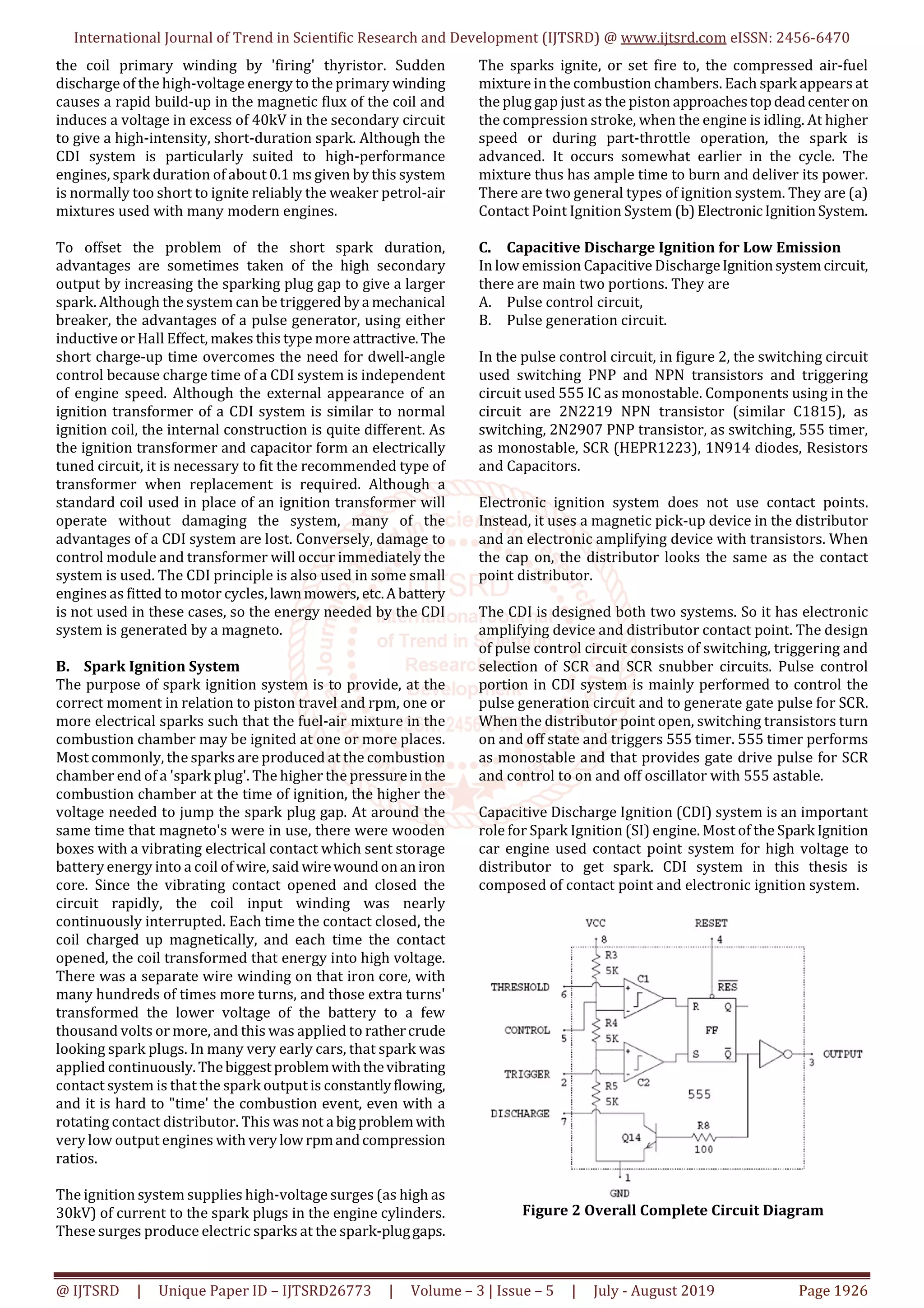 Capacitive Discharge Ignition CDI System for Spark Ignition SI Engine ...