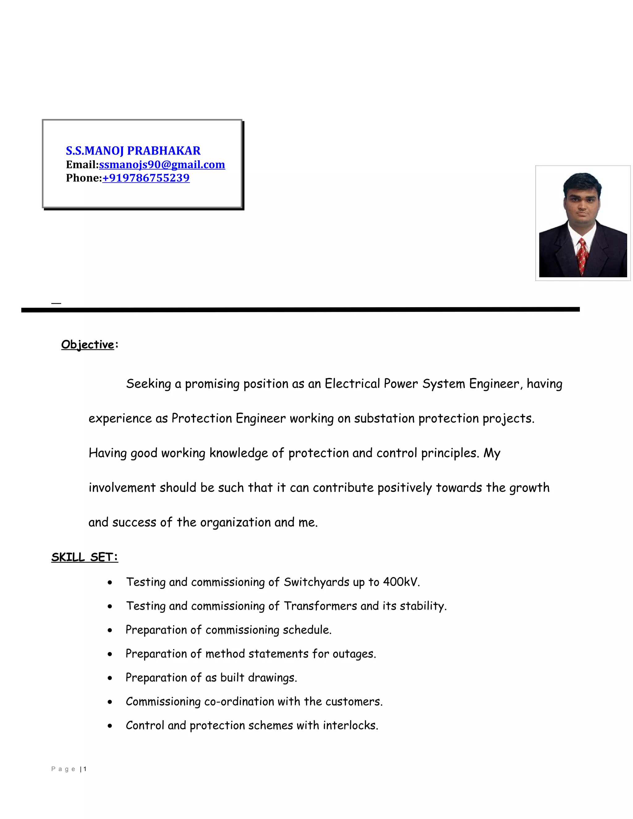 Manoj Prabhakar CV | DOC