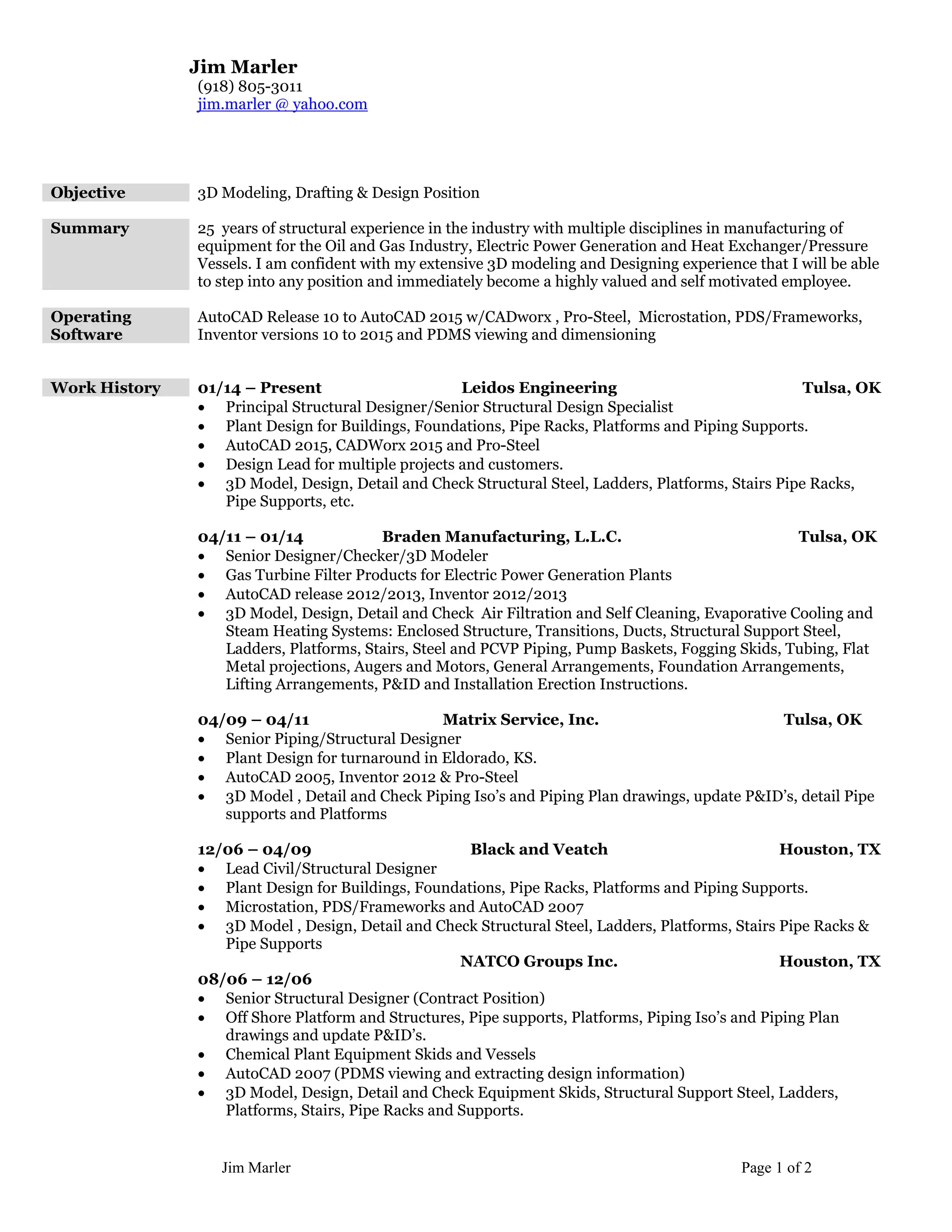 Jim Marler Resume 4-2016 | PDF