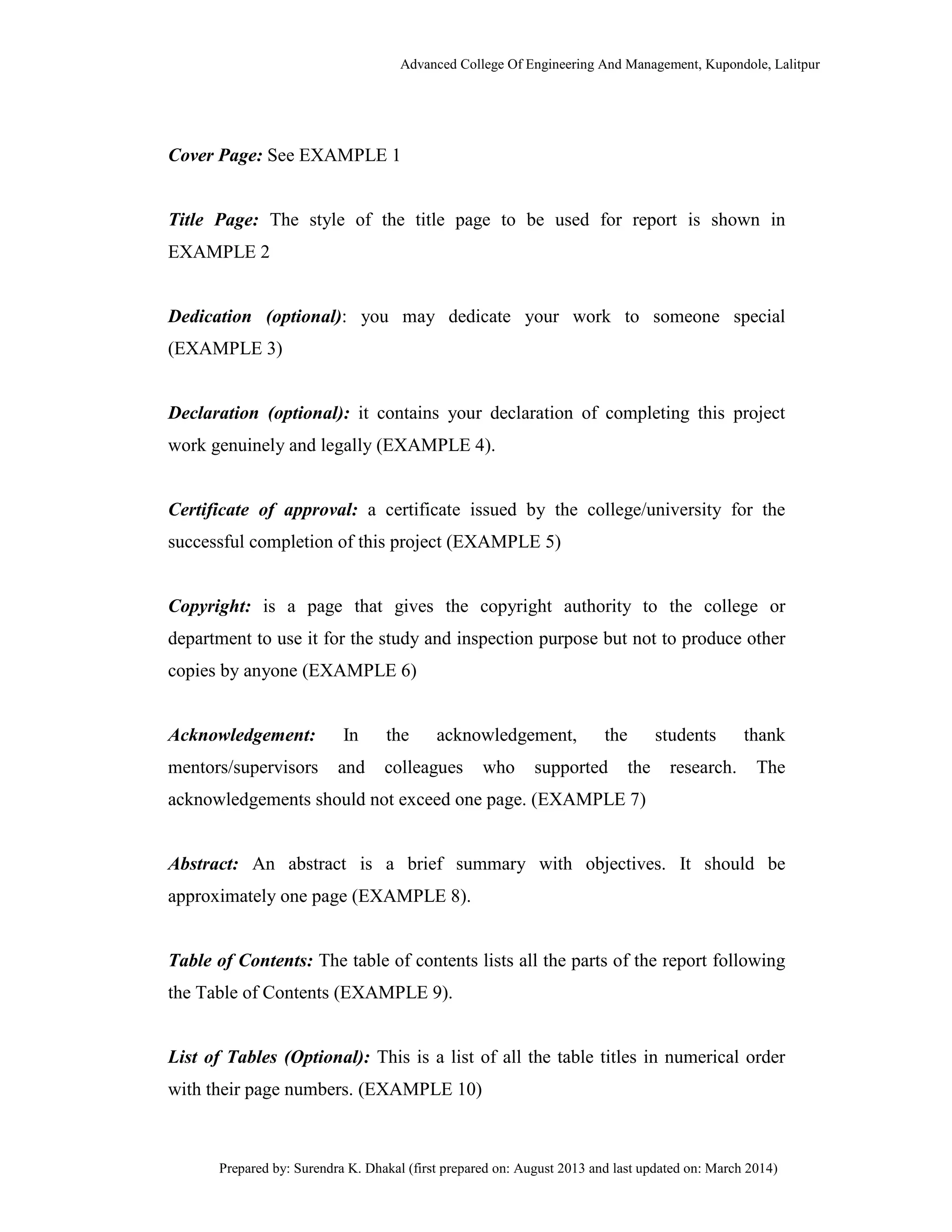 3691 major or minor project report guidelines and formats | PDF