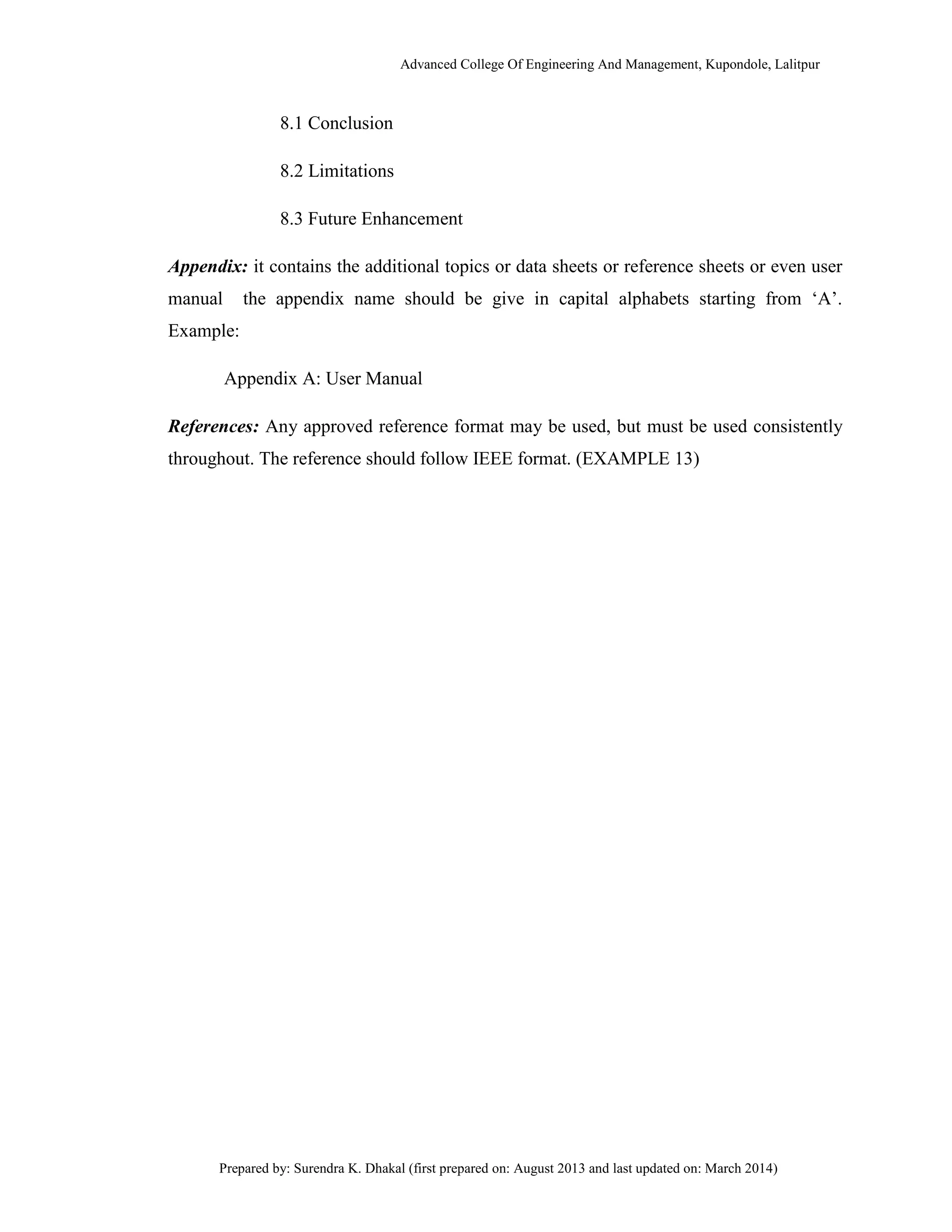 3691 major or minor project report guidelines and formats | PDF