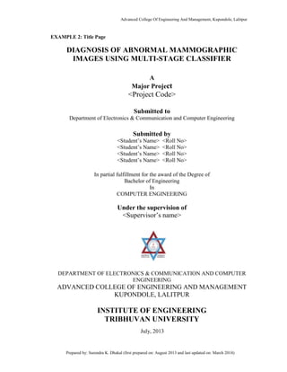 3691 major or minor project report guidelines and formats | PDF