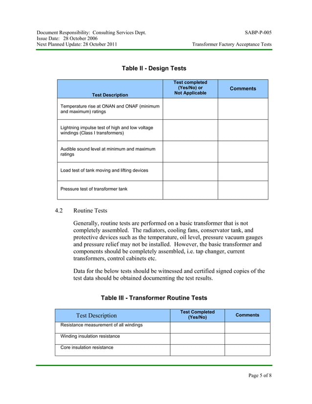 Transformer factory acceptance tests | PDF