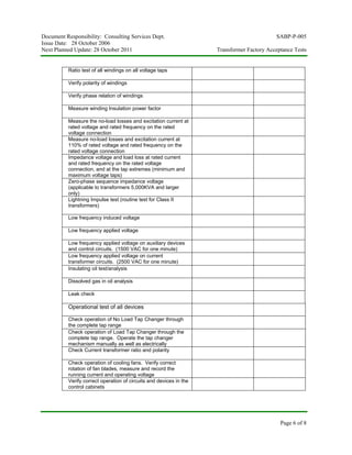 Transformer factory acceptance tests | PDF