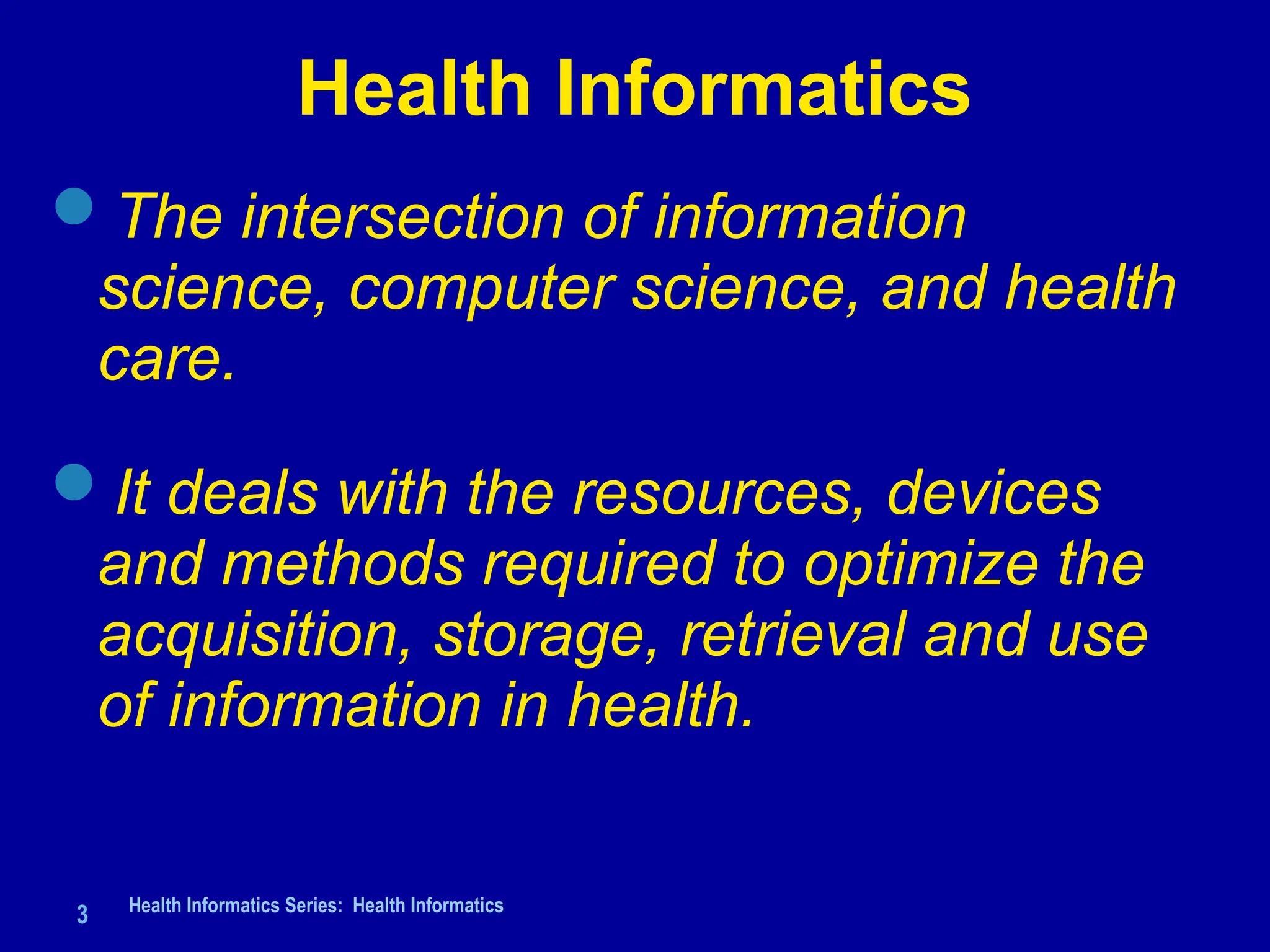 Introduction to health informatics course | PPT