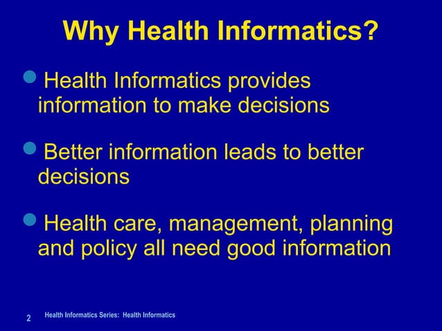 Introduction to health informatics course | PPT