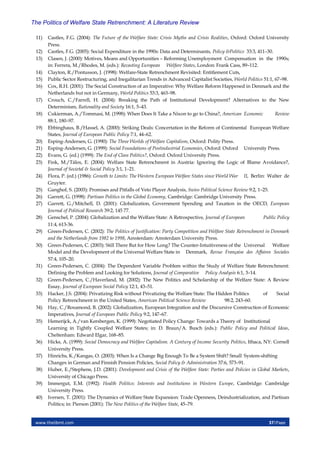 The Politics of Welfare State Retrenchment: A Literature Review | PDF