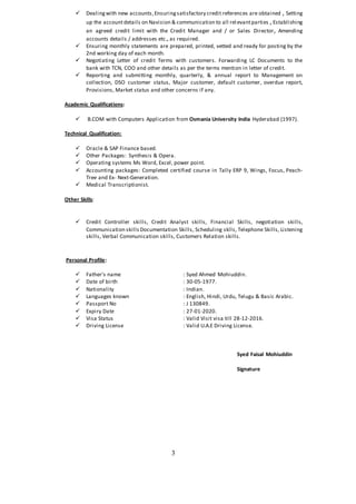 Faisal CV credit controller | DOCX