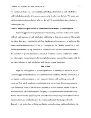Character Strengths and Wellbeing Report | PDF