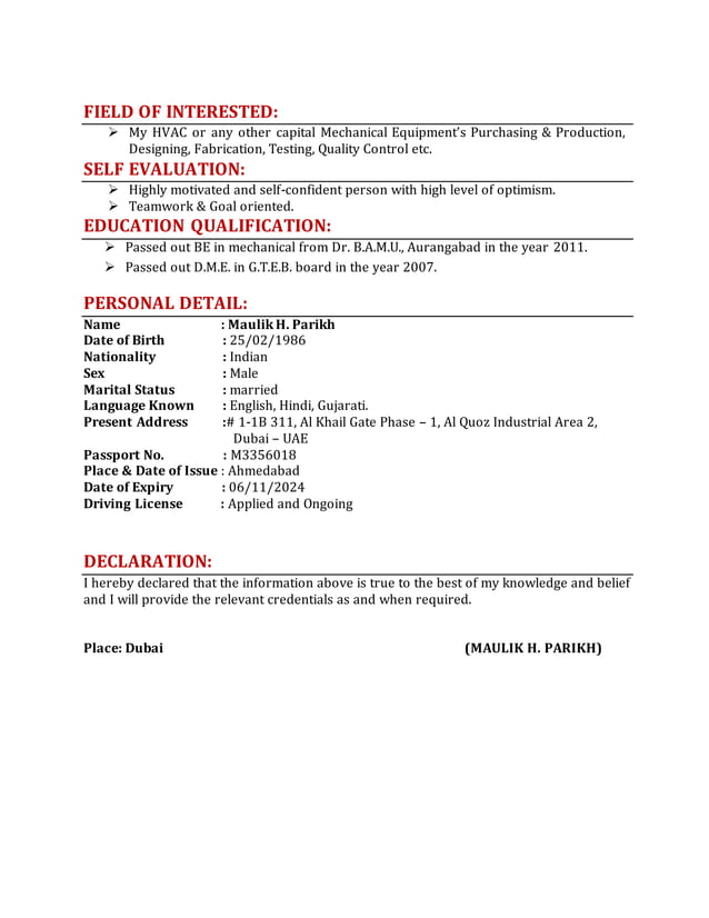 Maulik CV | DOCX