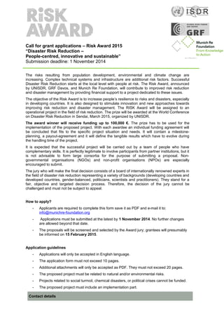 Risk Award Proposal | DOC