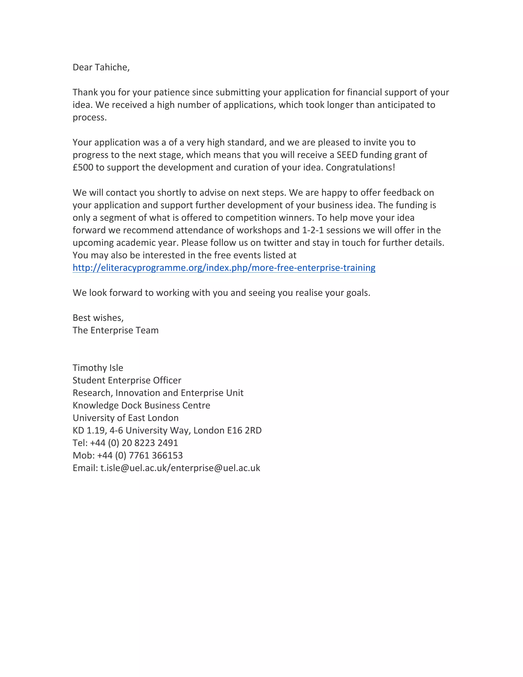 E-Factor winner email | PDF