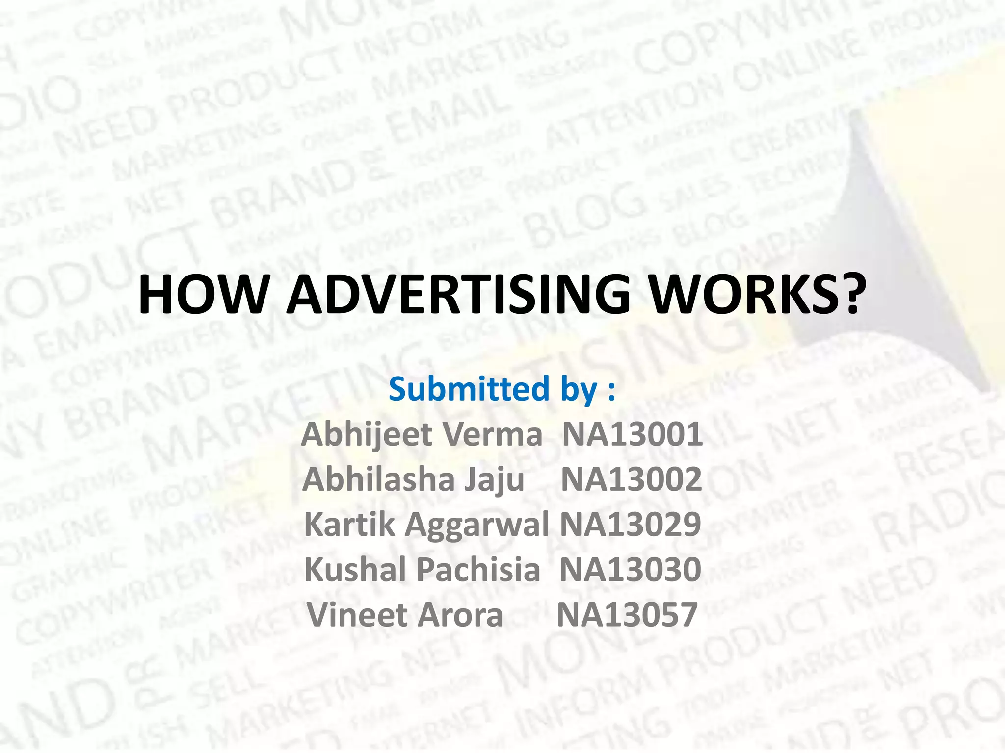 HOW ADVERTISING WORKS | PPT