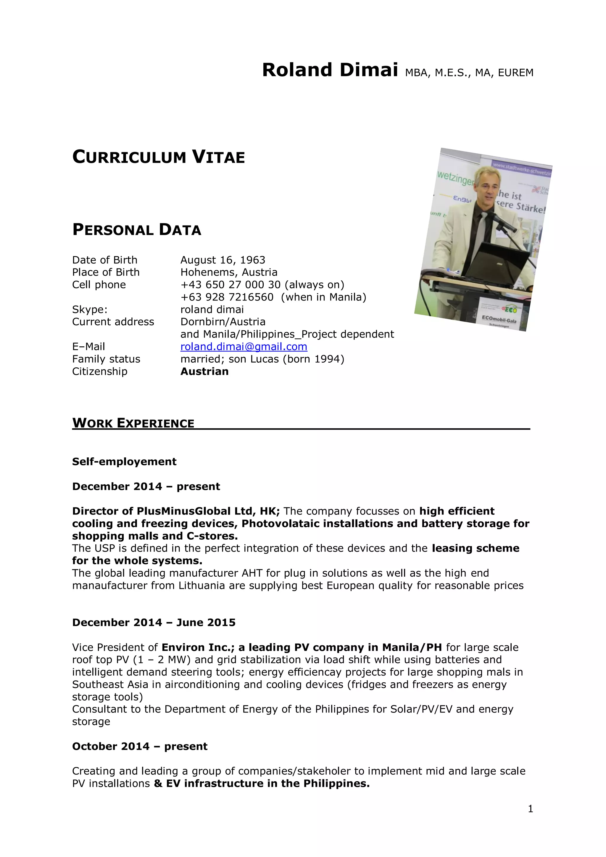 Curriculum_Vitae_Roland_Dimai_english_12-2015_linkedin | PDF | Power ...