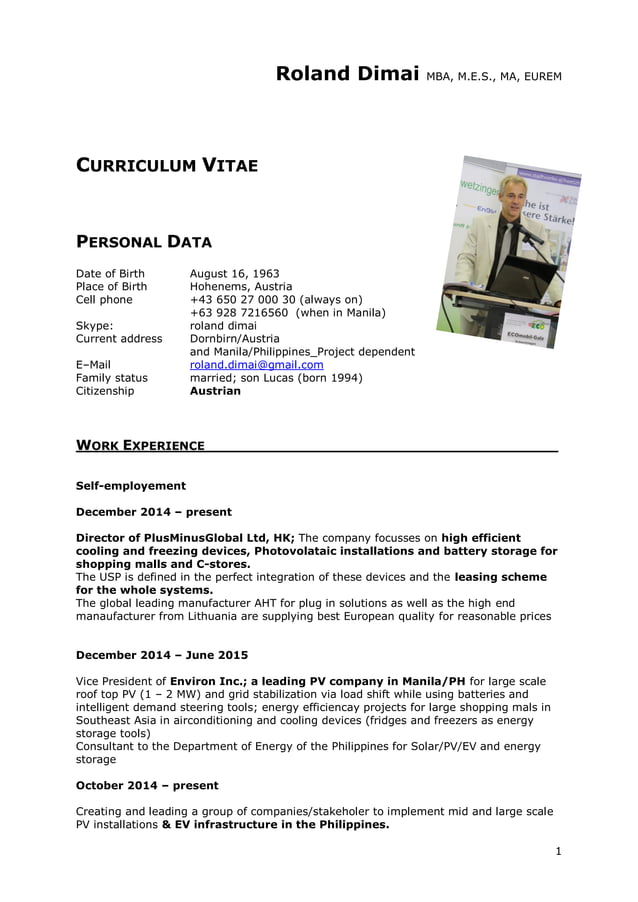 Curriculum_Vitae_Roland_Dimai_english_12-2015_linkedin | PDF | Power and Energy Industry ...
