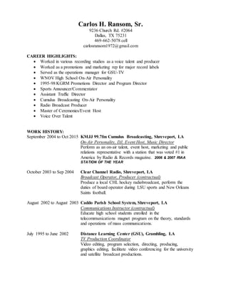 Radio Resume | PDF