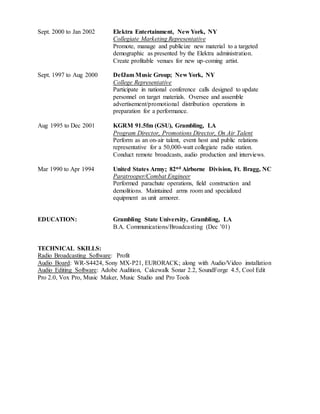 Radio Resume | PDF