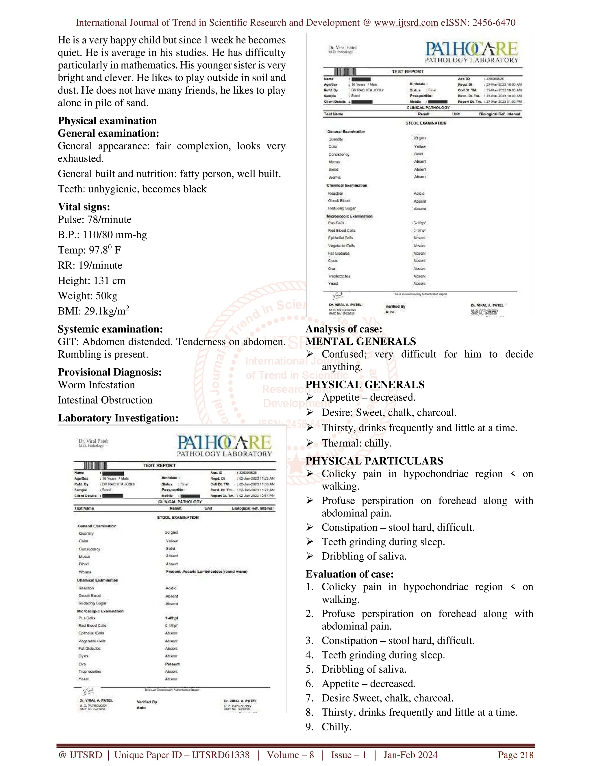 A Case Review of Ascaris Lumbricoides Worm Infestation | PDF