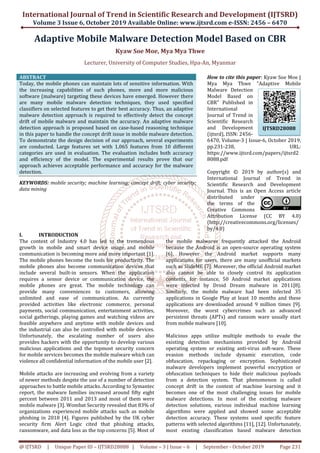 Adaptive Mobile Malware Detection Model Based on CBR | PDF