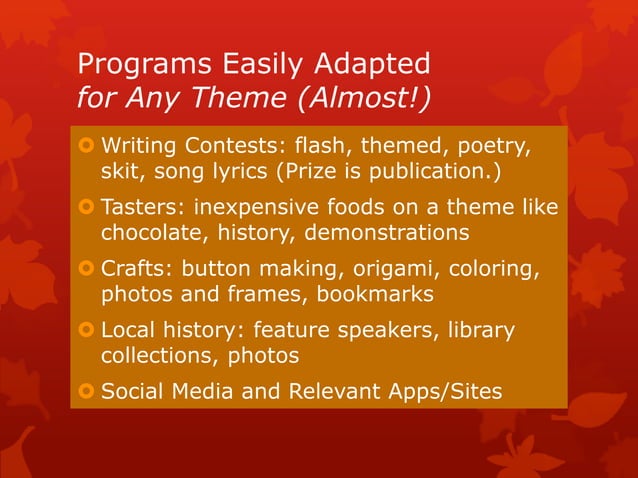 36 Adult Program Ideas in 90 Minutes (August 2019) | PPT