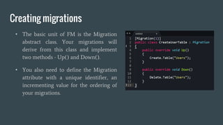 Easy database migrations with C# and FluentMigrator | PPTX