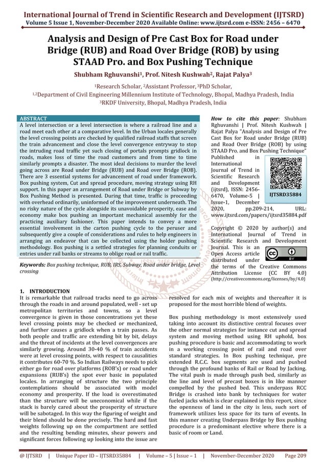 Analysis and Design of Pre Cast Box for Road under Bridge RUB and Road ...