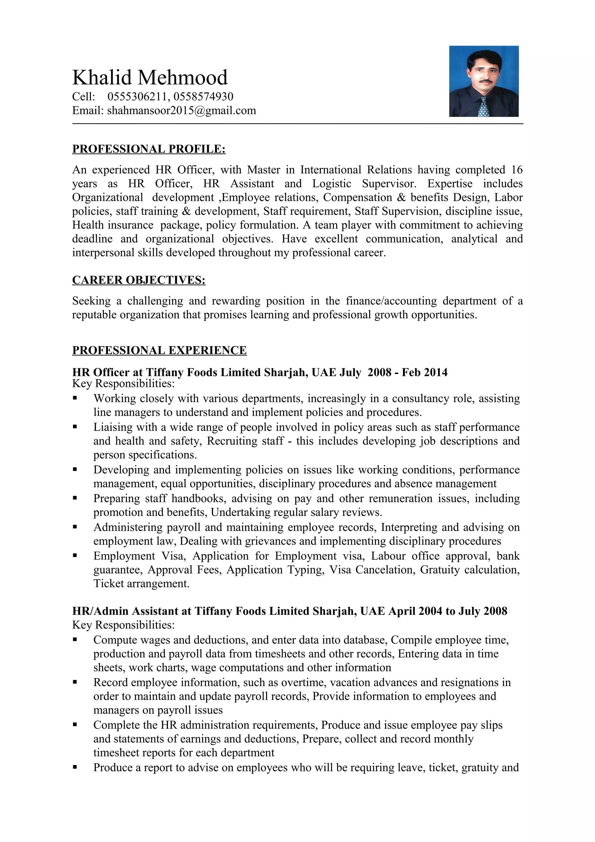 Khalid Mehmood CV | PDF