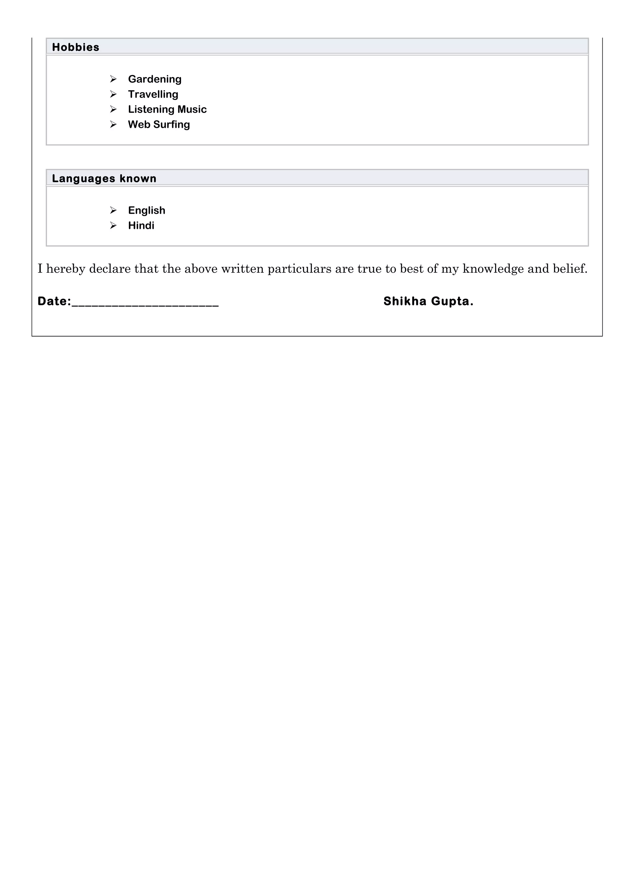 SHIKHA GUPTA (MCA) RESUME | DOC