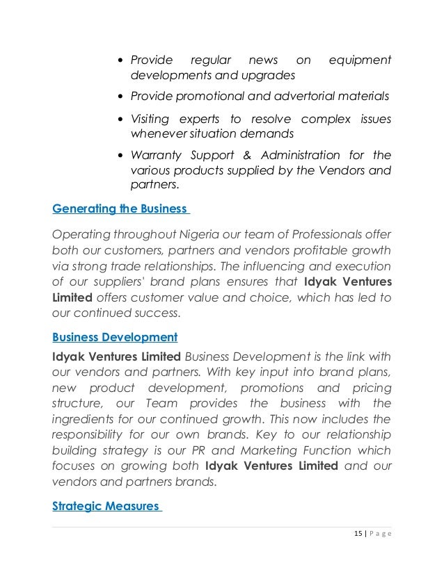 COMPAMY PROFILE-IDYAK VENTURES LTD