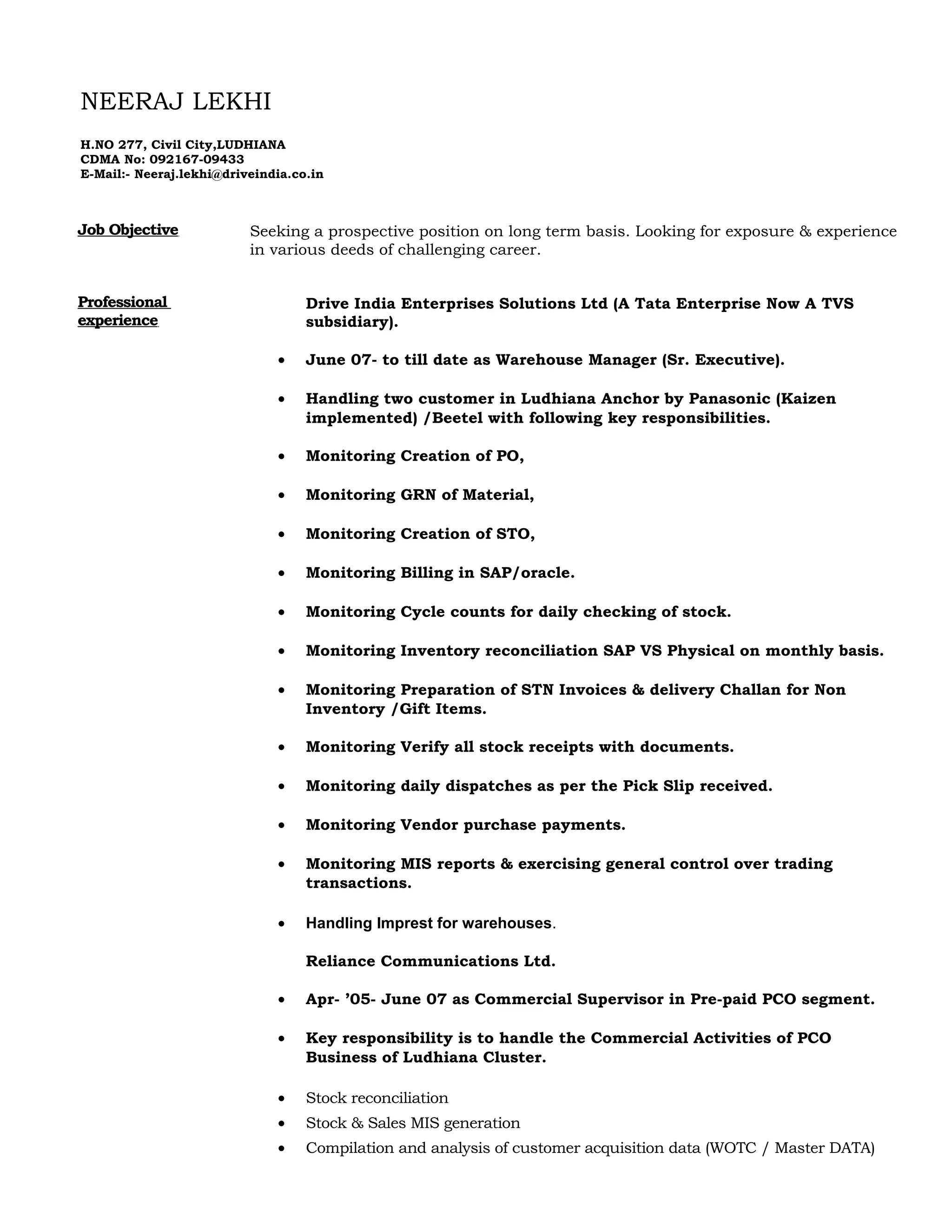 Neeraj RESUMEpos | DOC