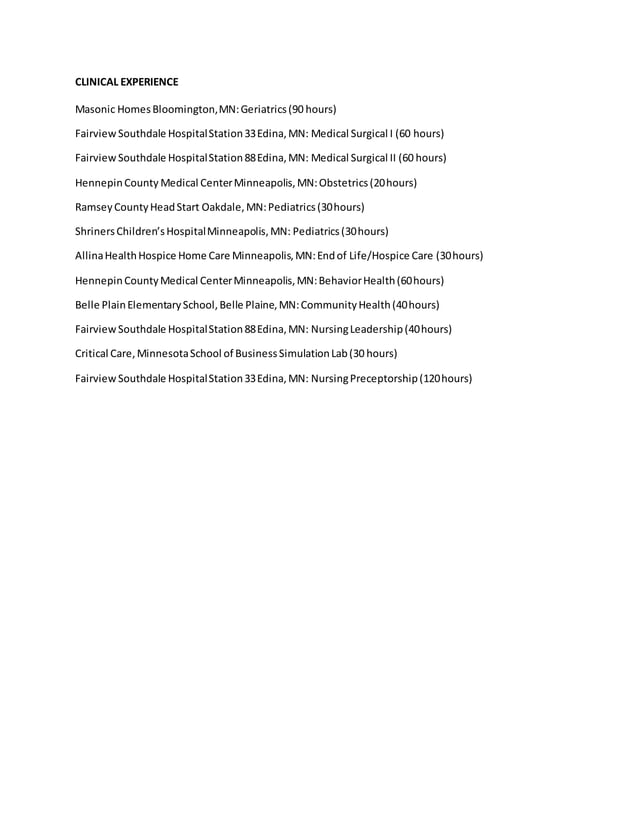 CLINICAL EXPERIENCE | DOCX