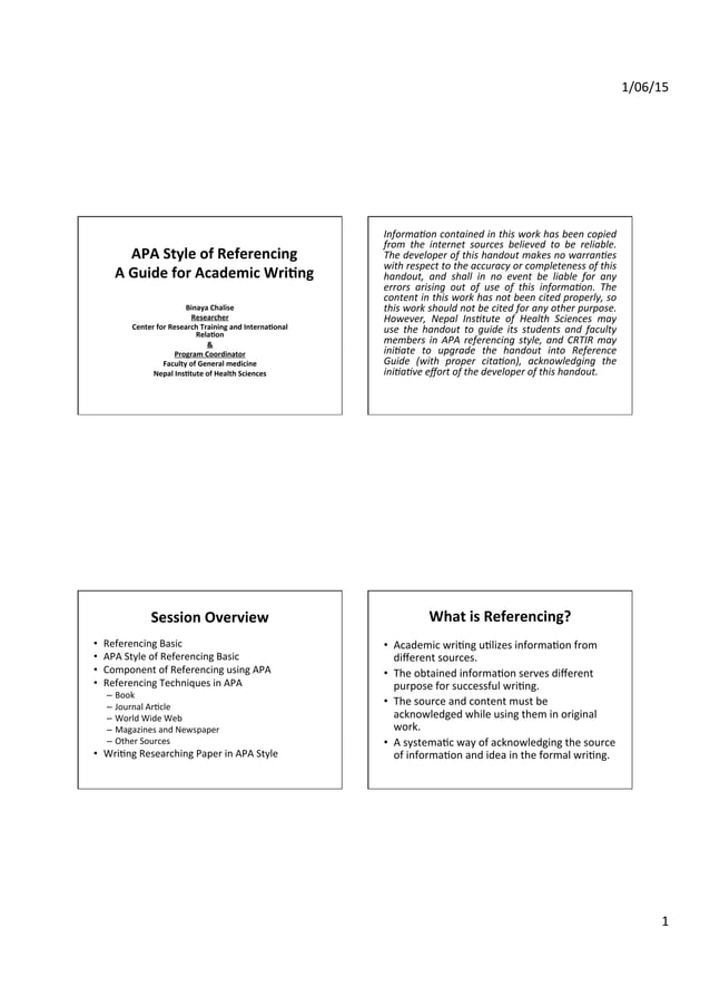 APA Referencing Style | PDF