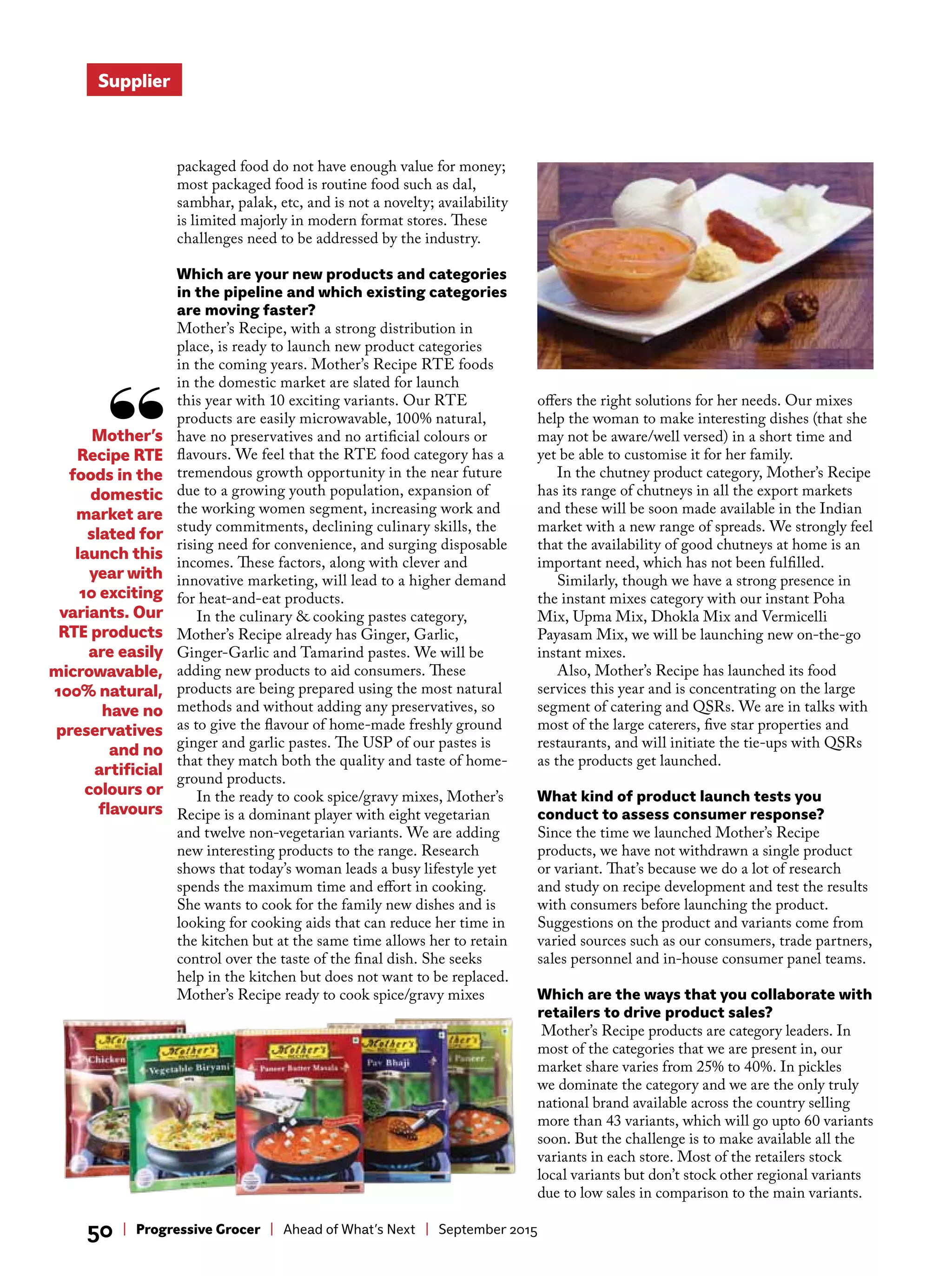 Mother's Recipe - Prog Grocer Sept'15 | PDF