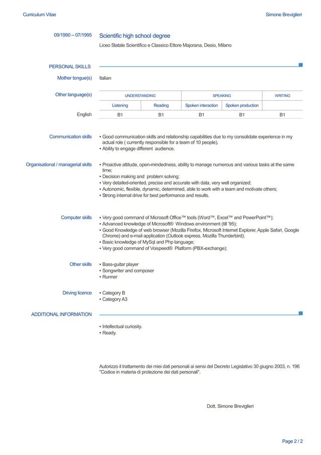 Breviglieri Simone _ CV-formato-europeo - EN_2017_1 | PDF