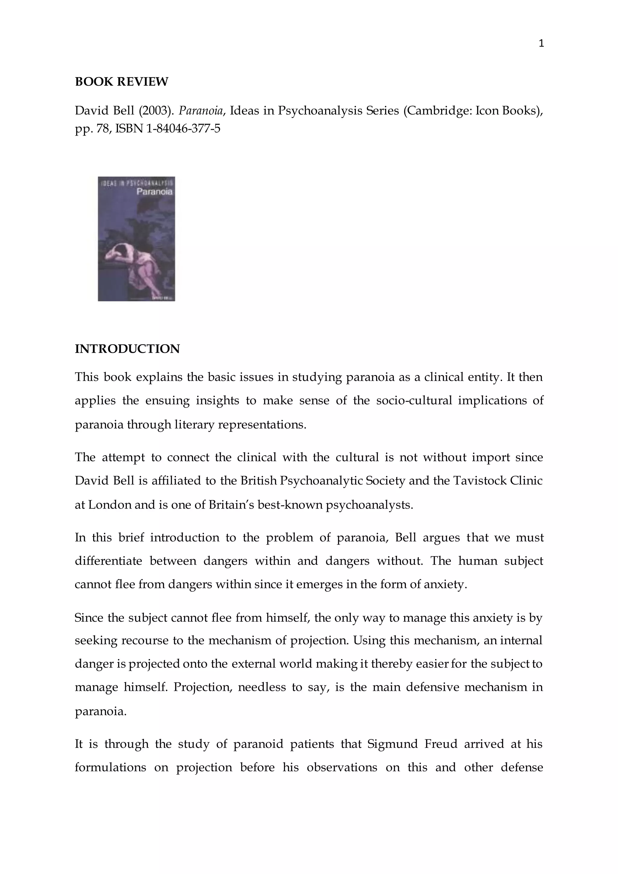 David Bell on Paranoia | DOCX
