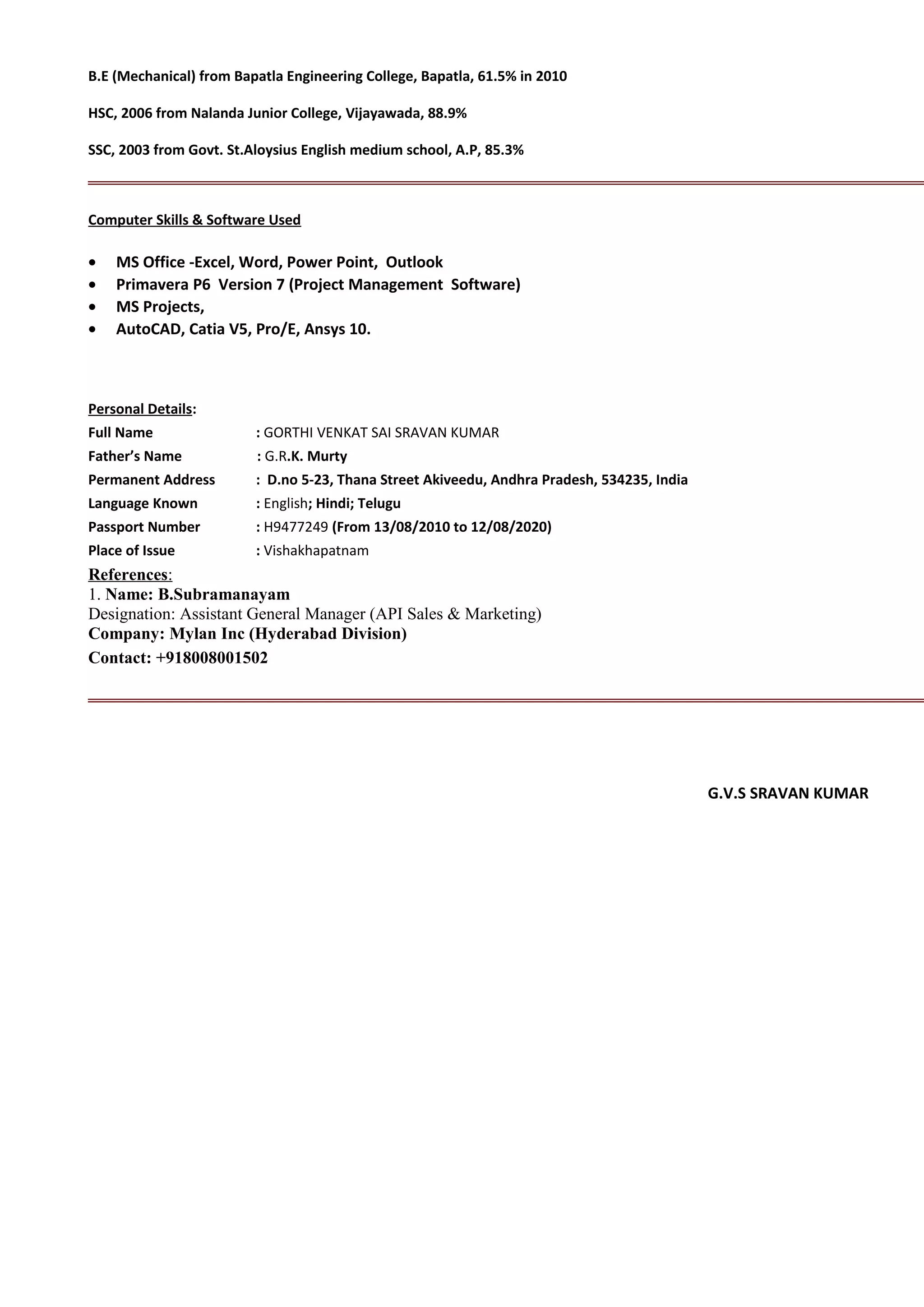 sravankumar | DOC | Civil Engineering Industry | Industries