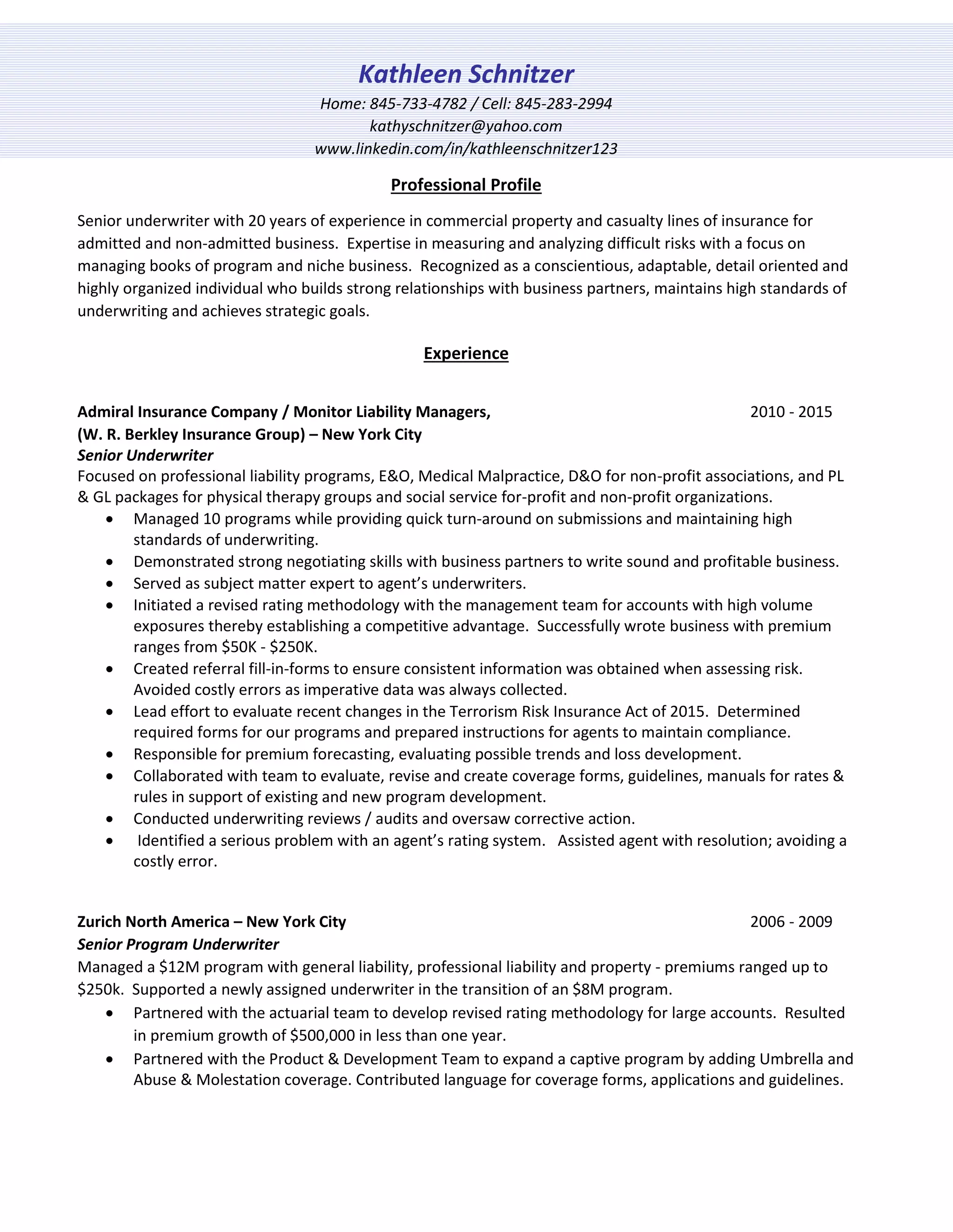 kathleen schnitzer-2015 Resume | PDF