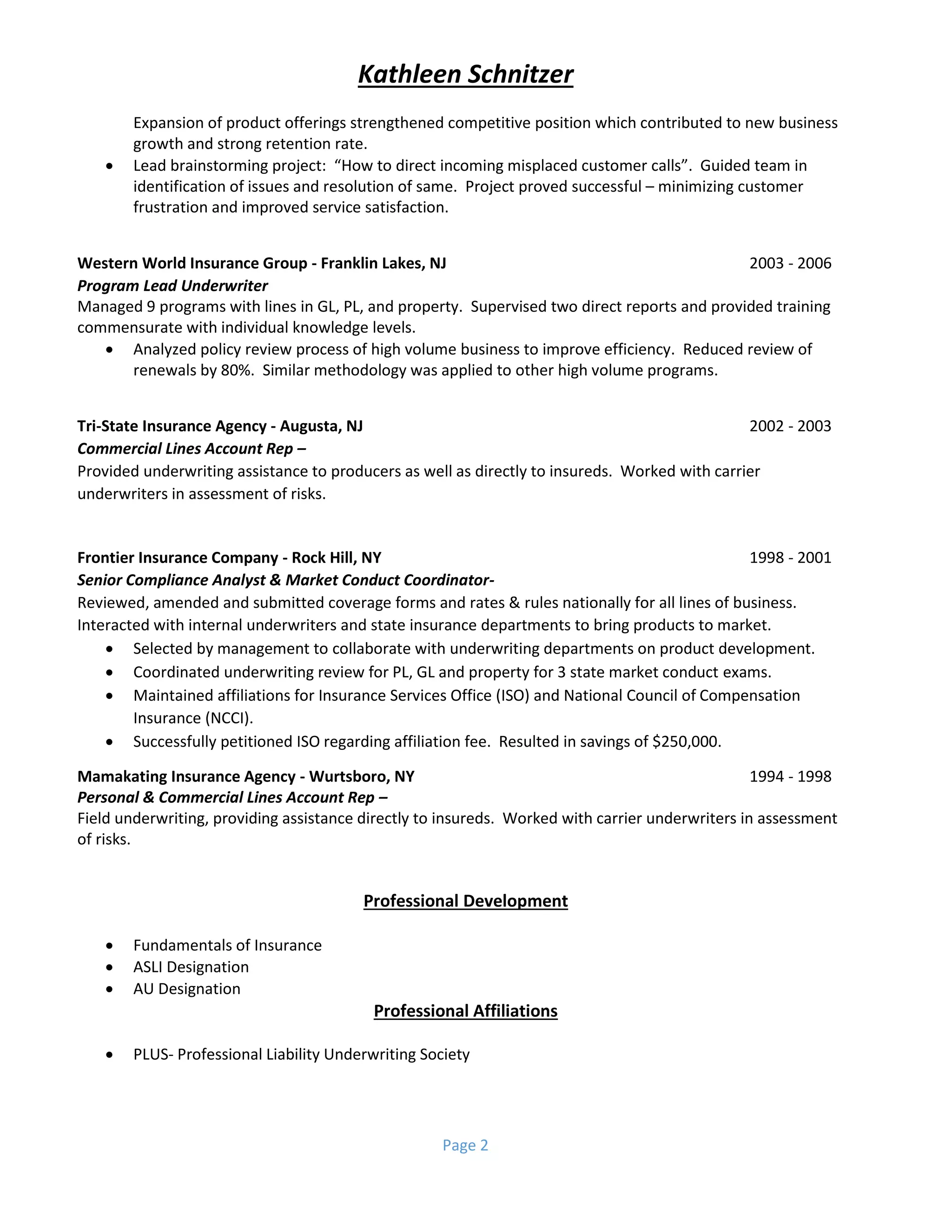 kathleen schnitzer-2015 Resume | PDF