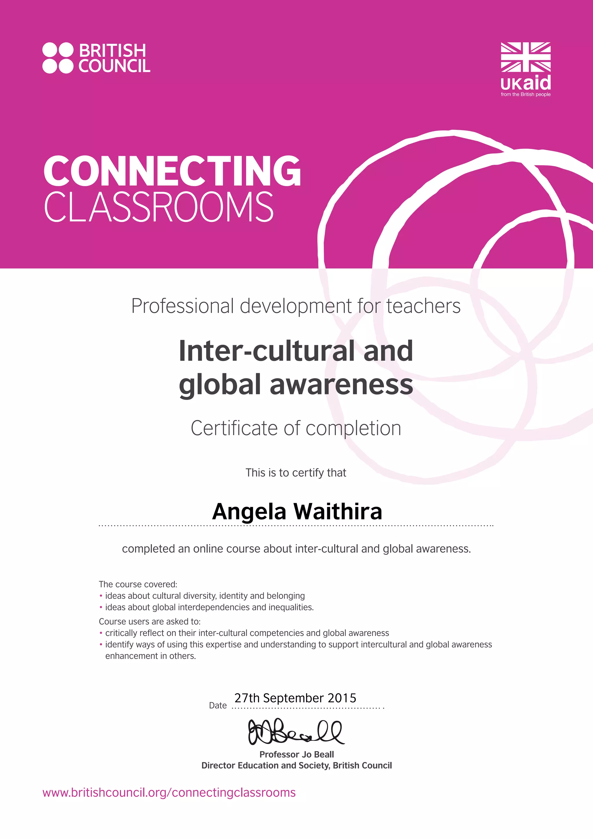inter- cultural & global awareness certificate | PDF
