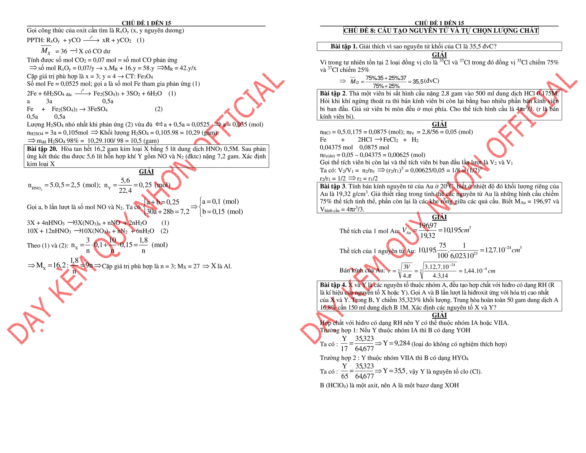 36 CHUYÊN ĐỀ BỒI DƯỠNG HỌC SINH GIỎI CÁC CẤP VÀ ÔN THI VÀO 10 CHUYÊN MÔN HÓA HỌC - ĐÁP ÁN CHI ...