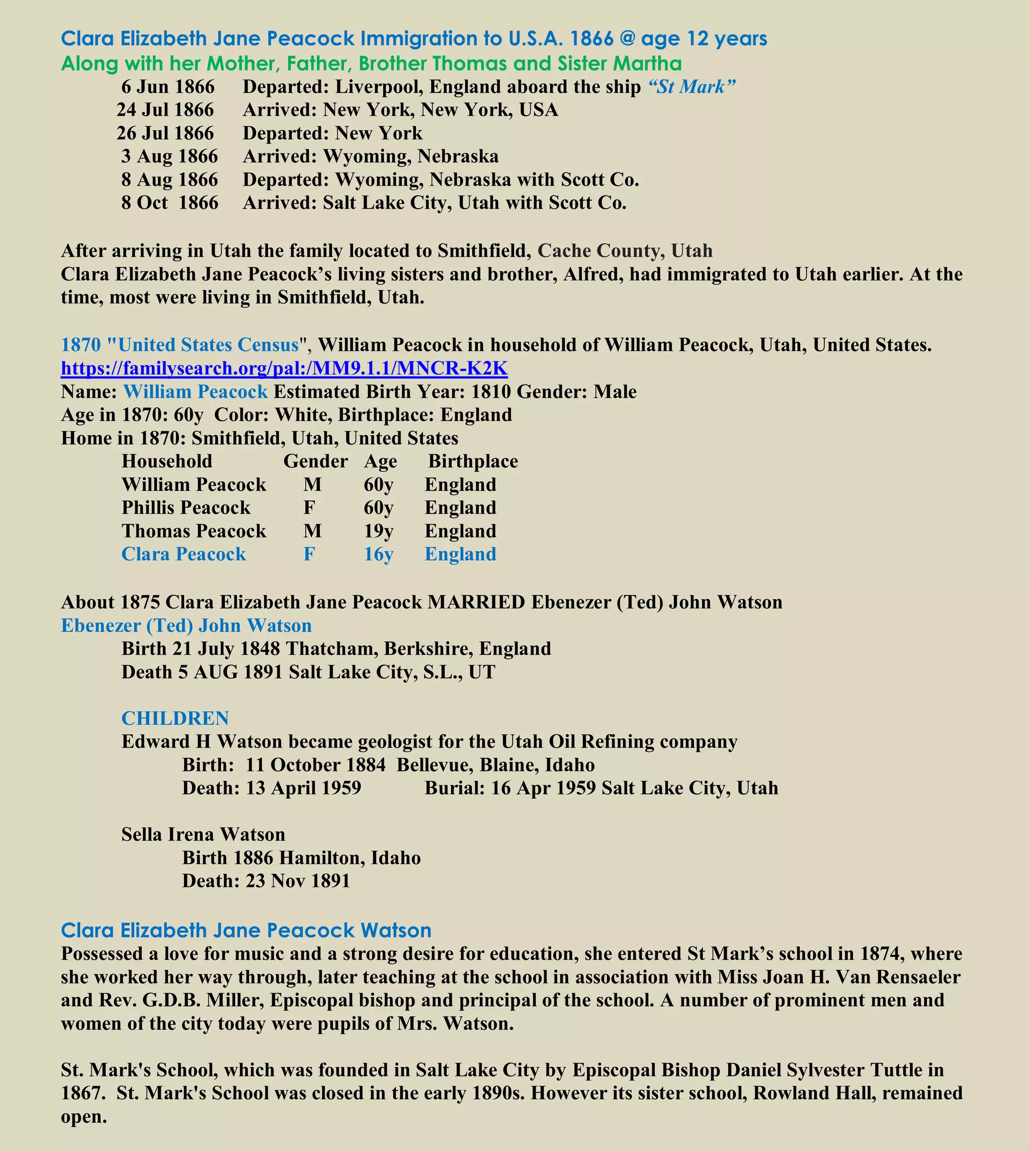 Clara Elizabeth Jane Peacock | PDF