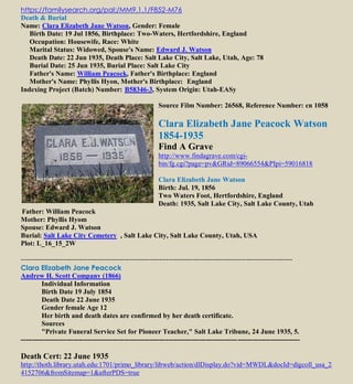 Clara Elizabeth Jane Peacock | PDF