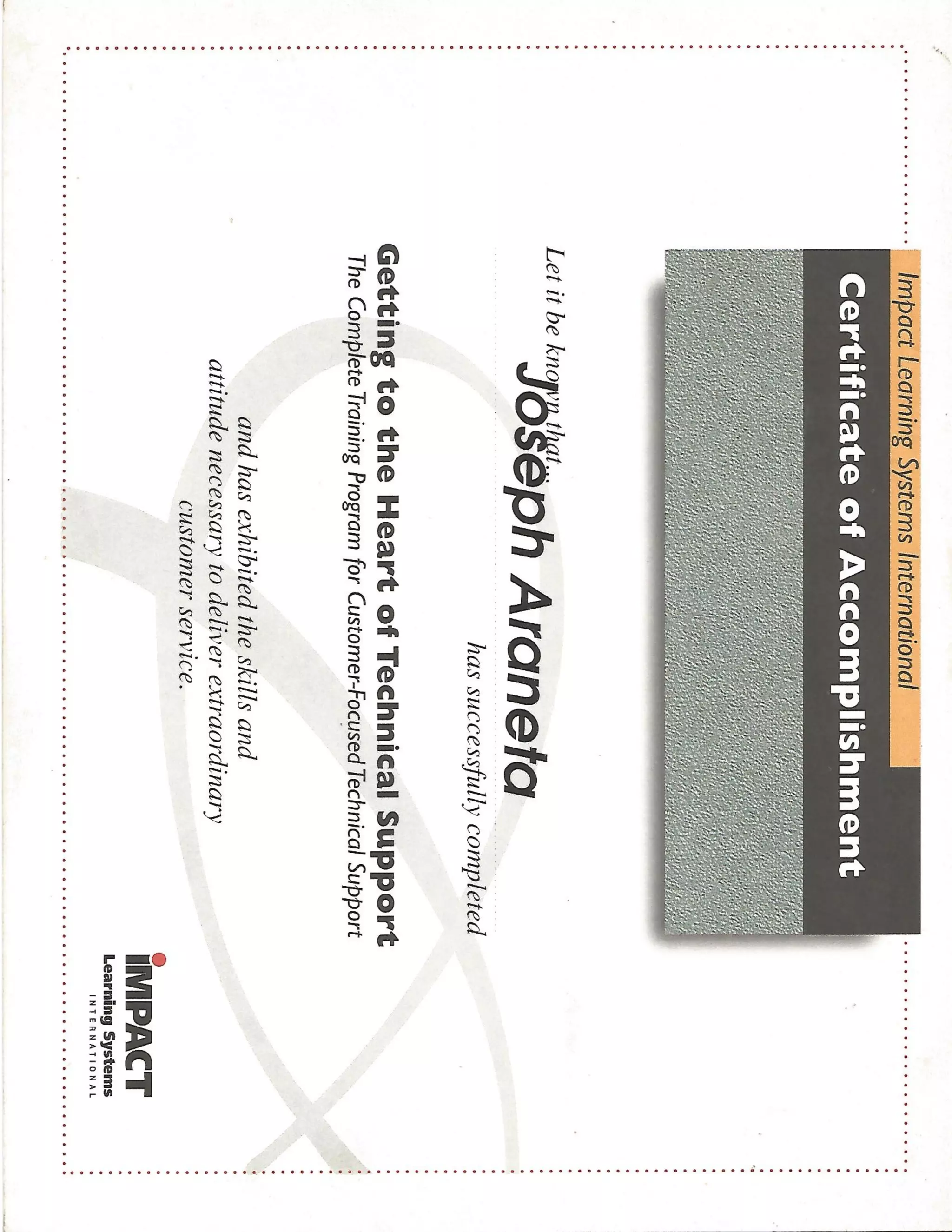 Impact Certificate of Accomplishment Getting to the Heart of Te | PDF