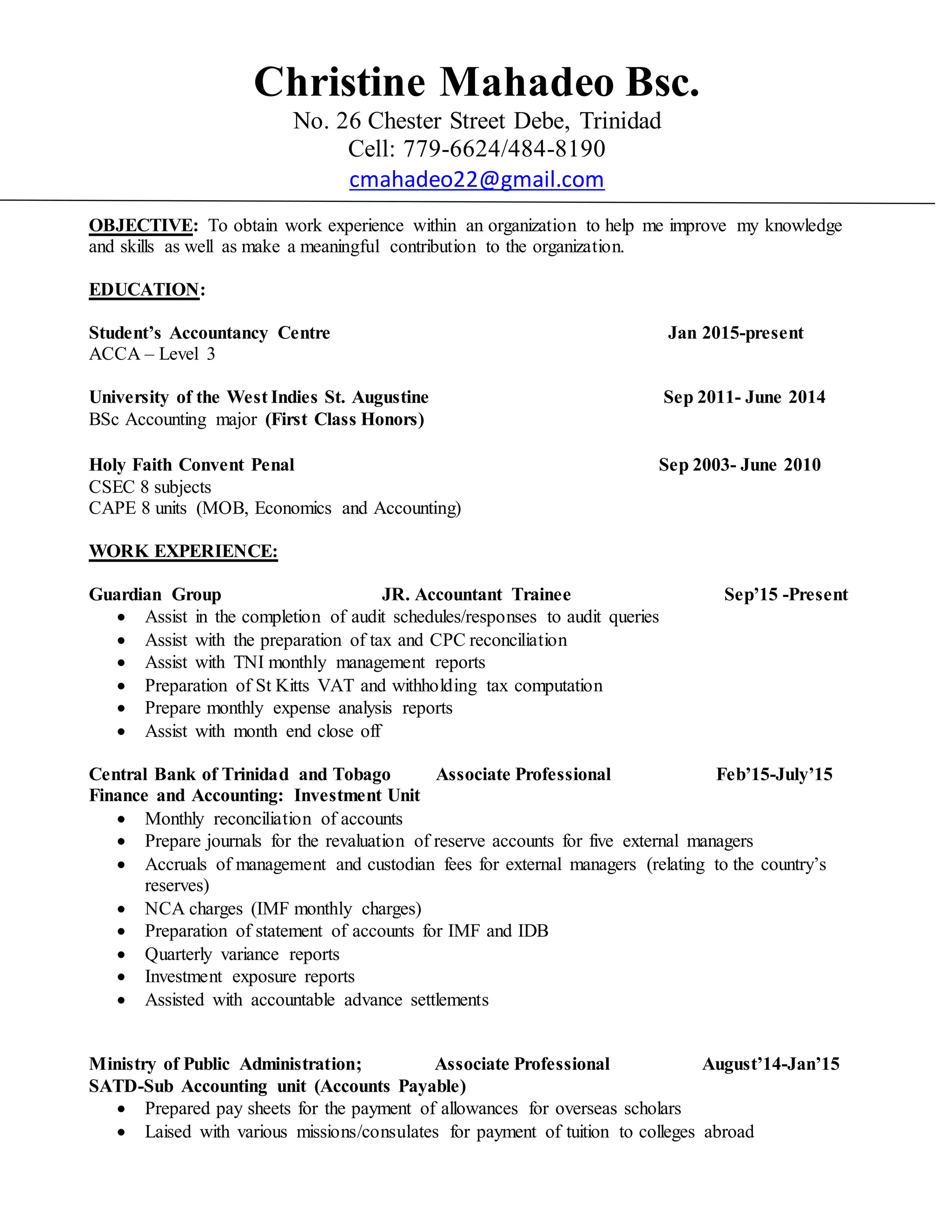 Christine Mahadeo Resume | DOCX