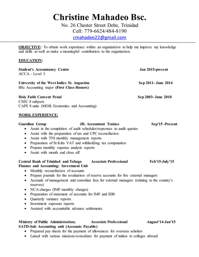 Christine Mahadeo Resume | PDF