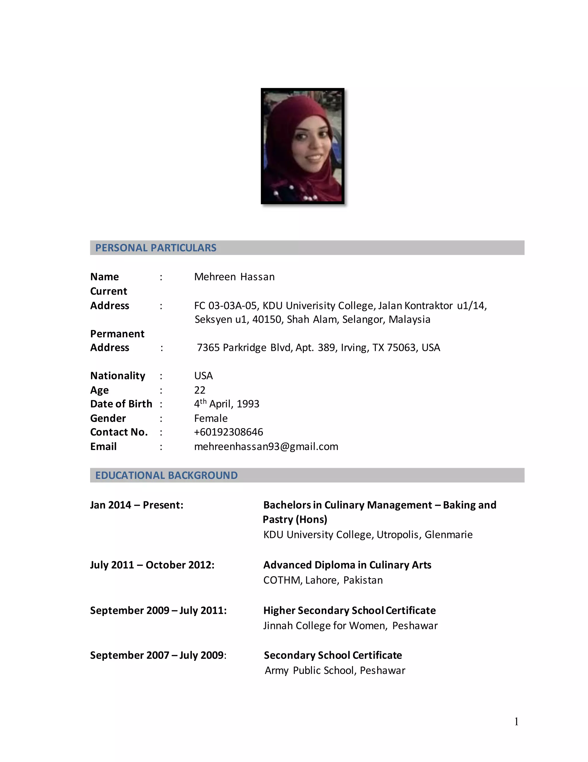Mehreen Hassan - Resume | DOCX