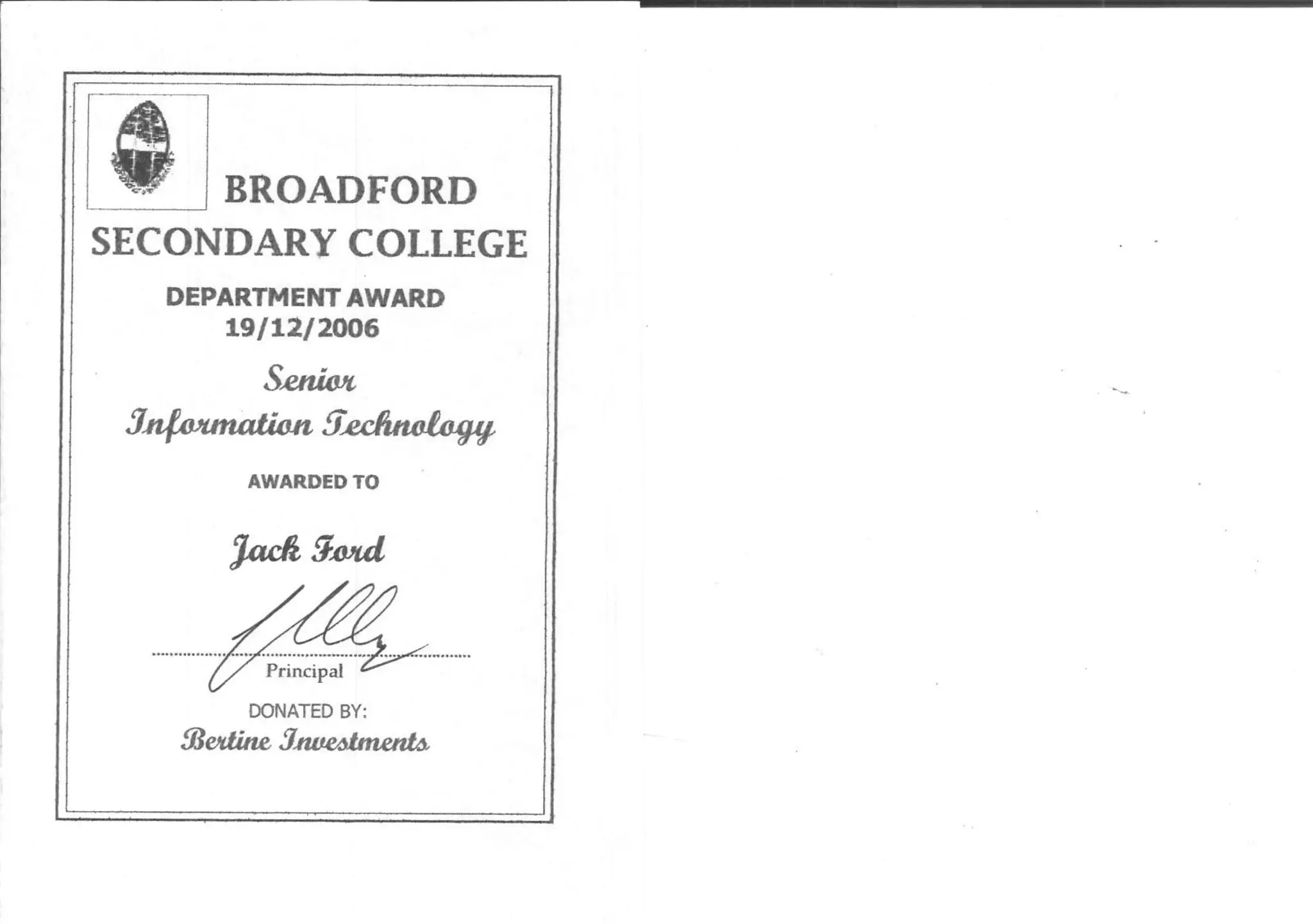 VCE - Information Technology Award | PDF