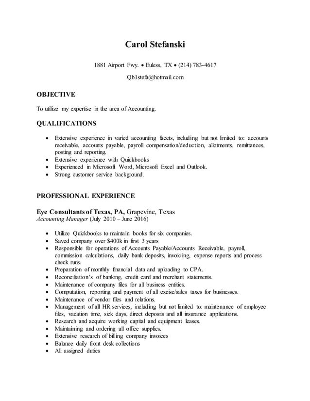 Carol Stefanski Resume no cover-references | PDF